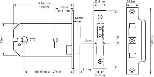 Union 2077 - 3 Lever Horizontal Mortice Lock | ASSA ABLOY