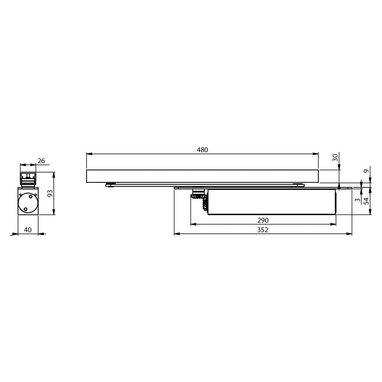 G880 concealed guide rail for DC860 door closer | ASSA ABLOY